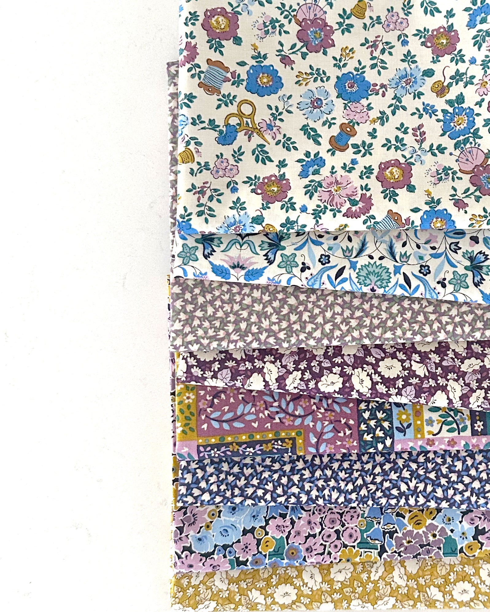 Liberty Fabrics Tudor Celebration Blue/Purple fat quarter bundle ...