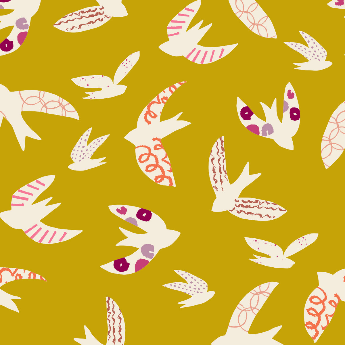 Woodland Wander, Swooping Birds fabric by Nina Raby Jones - Dashwood ...